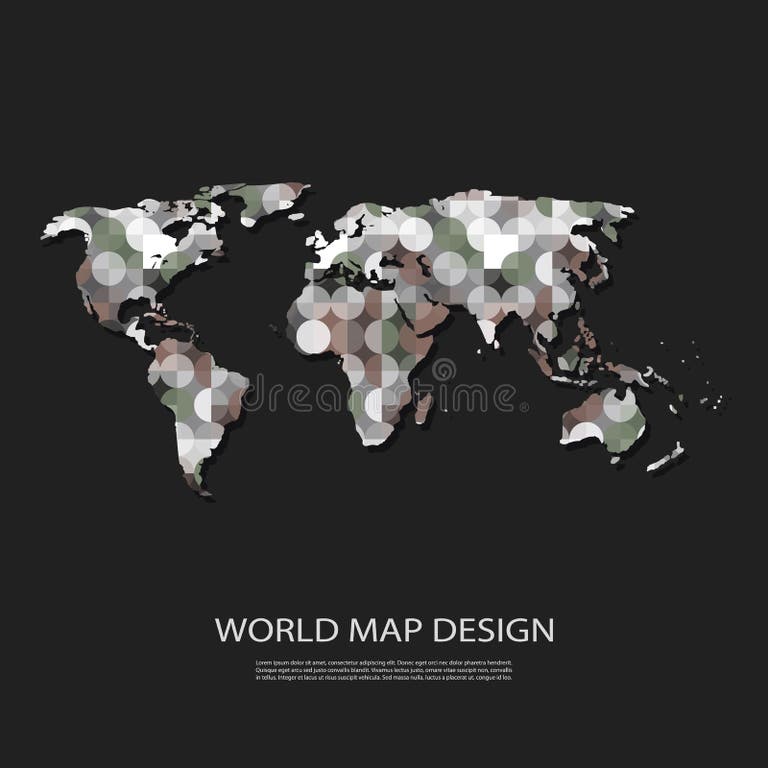 Abstract World Map Background Design in Editable Vector Format Stock ...