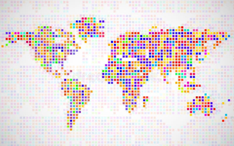 Abstract World Map from Colorful Pixels Stock Vector - Illustration of ...