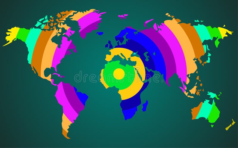 Abstract World Map of Radial Lines Stock Vector - Illustration of ...