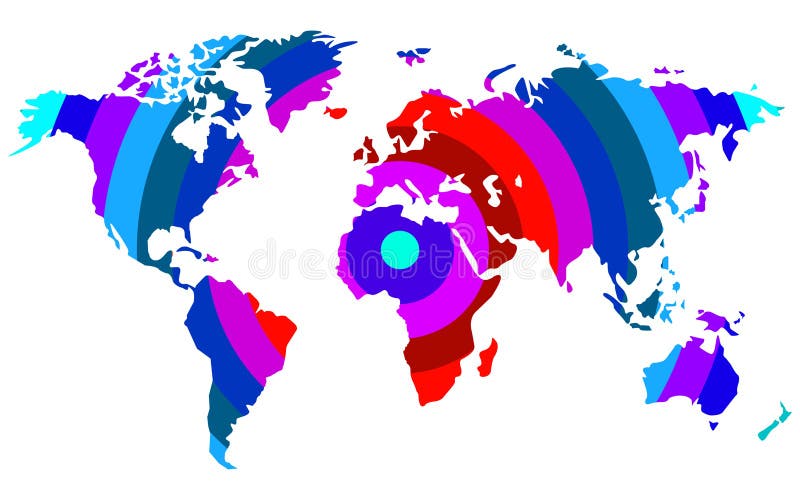 Abstract World Map of Colorful Radial Stripes Stock Vector ...