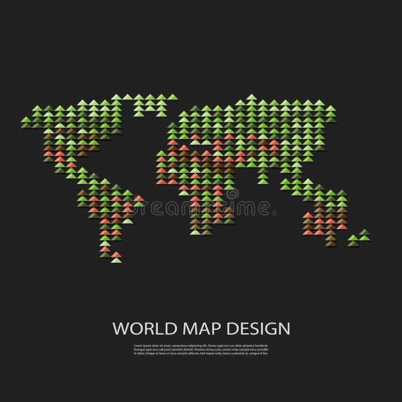 Abstract World Map with Colorful Triangles Pattern Stock Vector ...
