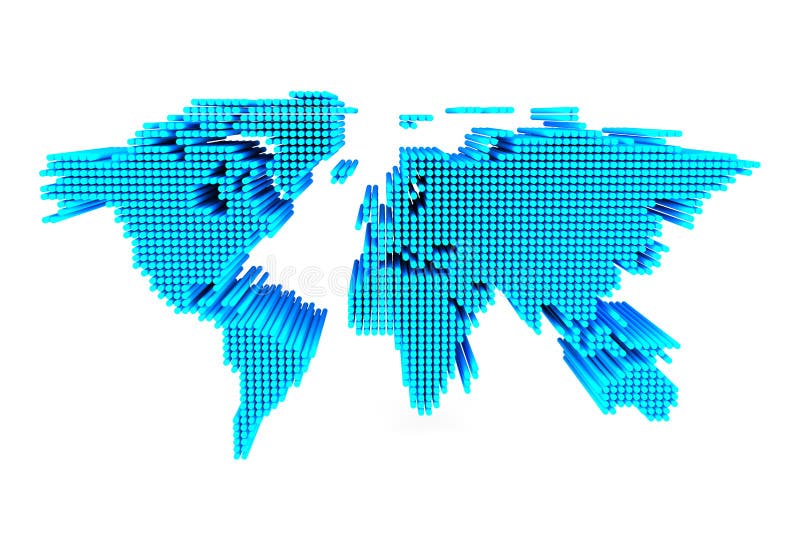 Abstract World Map of Cylinders Stock Illustration - Illustration of ...
