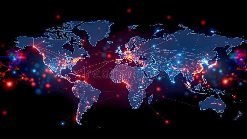 Abstract World Map on a Dark Background. the Concept of Globalization ...