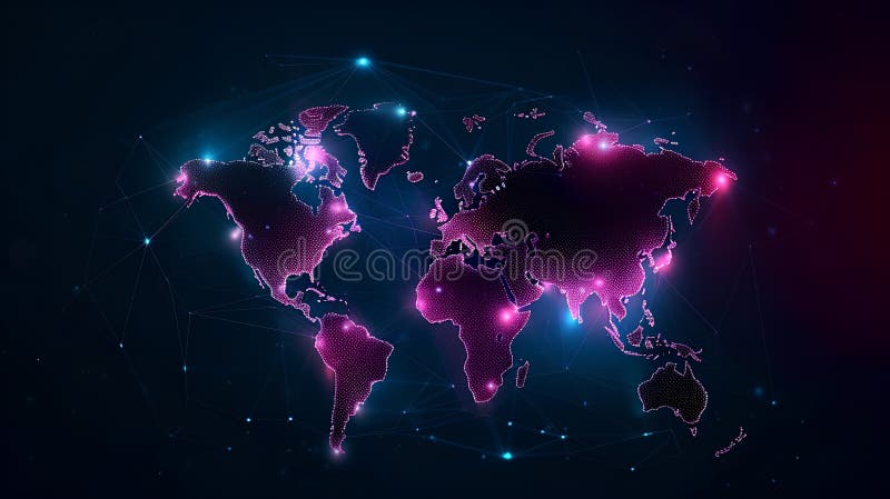 Abstract World Map on Dark Background. Vector Illustration. Eps 10 ...