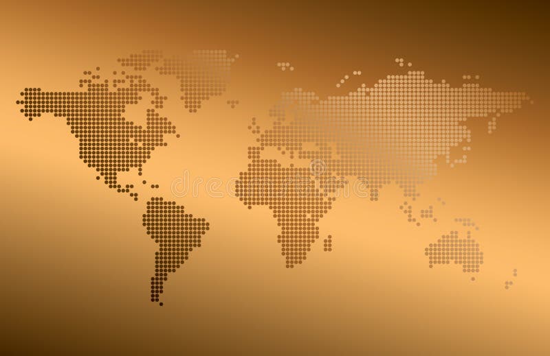 Abstract World Map on Dark Gold Vector Background with Gradient Stock ...