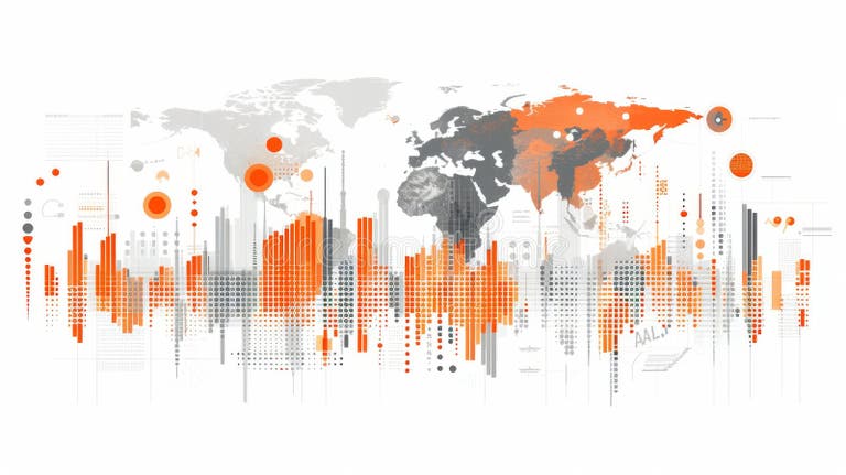 Abstract World Map with Data Visualization and Analytics Stock Photo ...