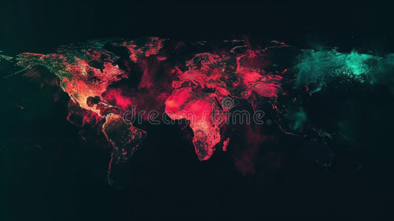 Abstract World Map with Digital Data Visualization Stock Photo - Image ...