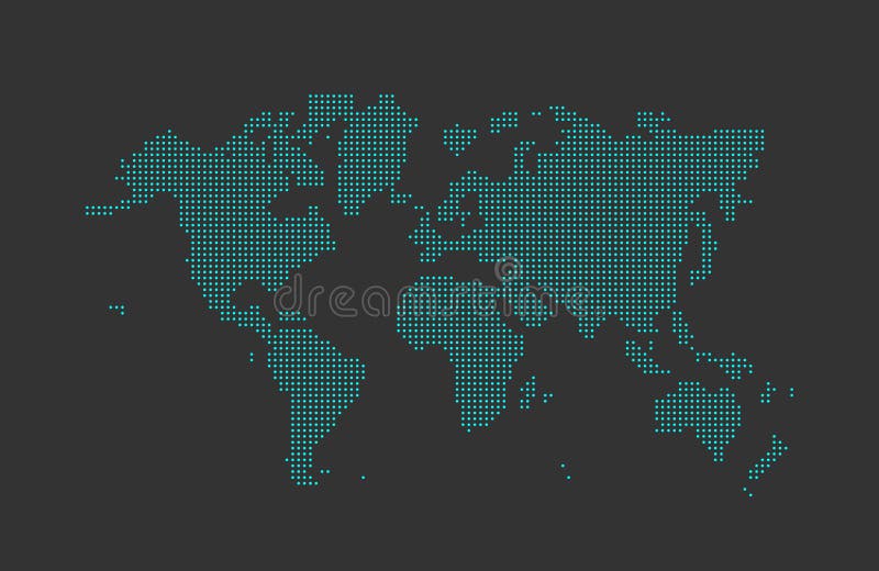 Abstract World Map with Dots. Blue Dots on a Dark Gray Background Stock ...