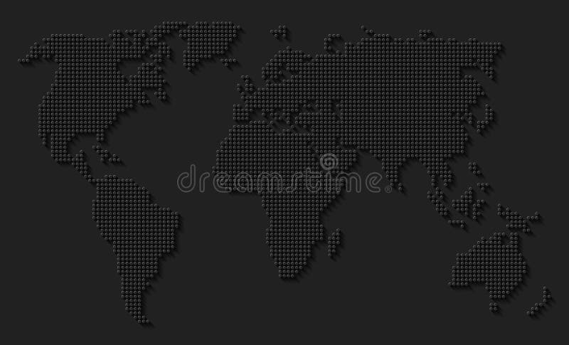 Black Detailed World Map Isolated on a Transparent Background. Stock ...