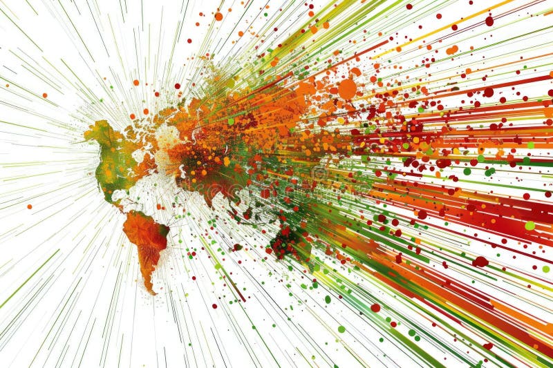 An Abstract World Map Explodes with Color, Leaving a Trail of Vibrant ...