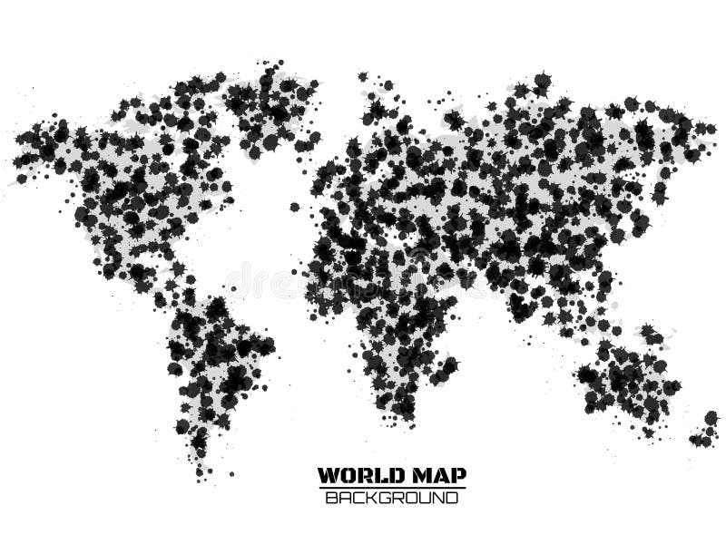 Abstract World Map in the Form of Blots, Colorful Ink Splashes, Grunge ...