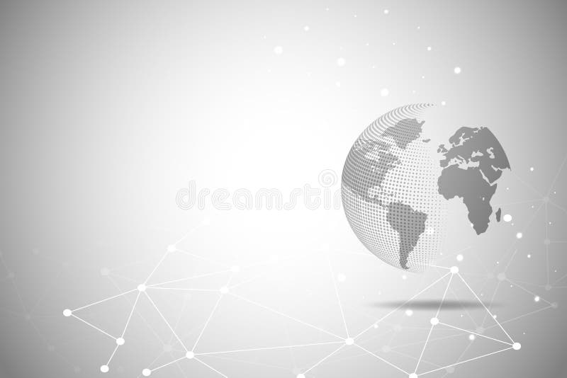 Abstract World Map Global Network Connection.circle Point and Li Stock ...