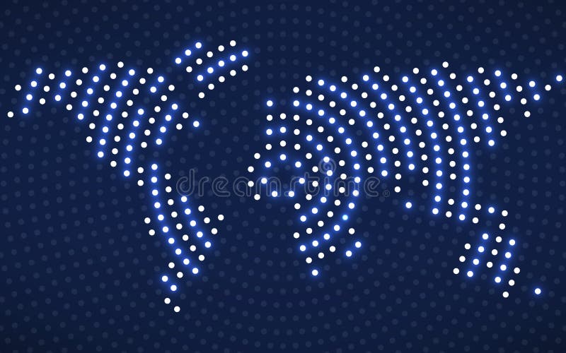 Abstract World Map with Glowing Dots Stock Vector - Illustration of ...