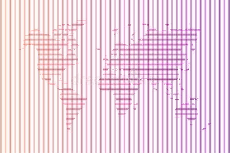 Abstract World Map in Horizontal and Vertical Lines. Vector Cartography ...