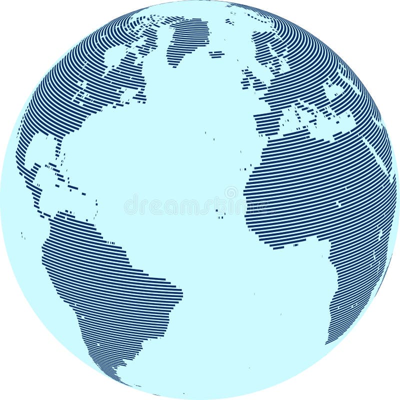 Abstract World Map with Lines on Globe. World Stripes Map Stock Vector ...