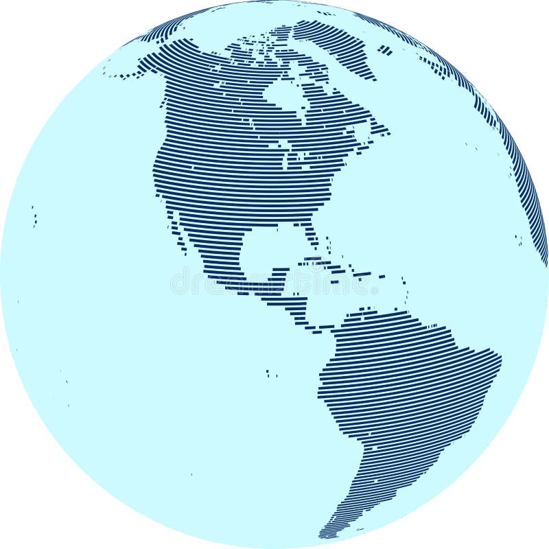 Abstract World Map with Lines on Globe. World Stripes Map Stock Vector ...