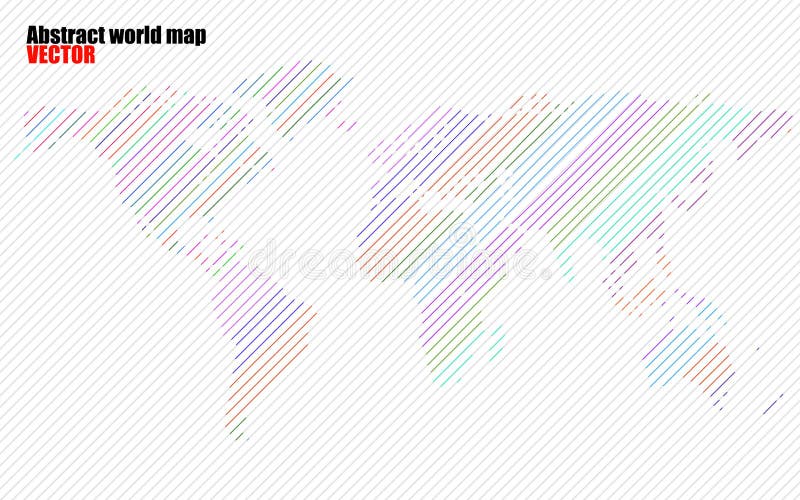 Abstract World Map with Lines. World Stripes Map Stock Illustration ...