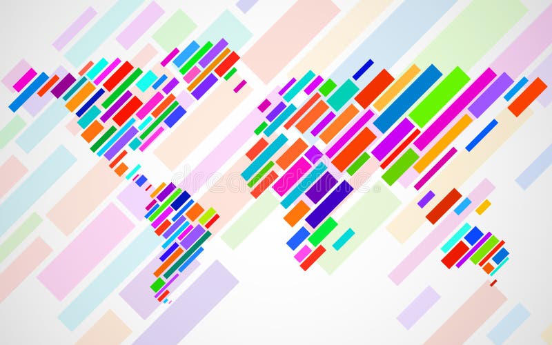 Abstract World Map with Lines. World Stripes Map Stock Vector ...