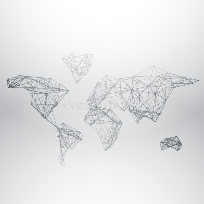 Digital World Map Linked By Lines Connections Network Design Stock Vector - Illustration of ...