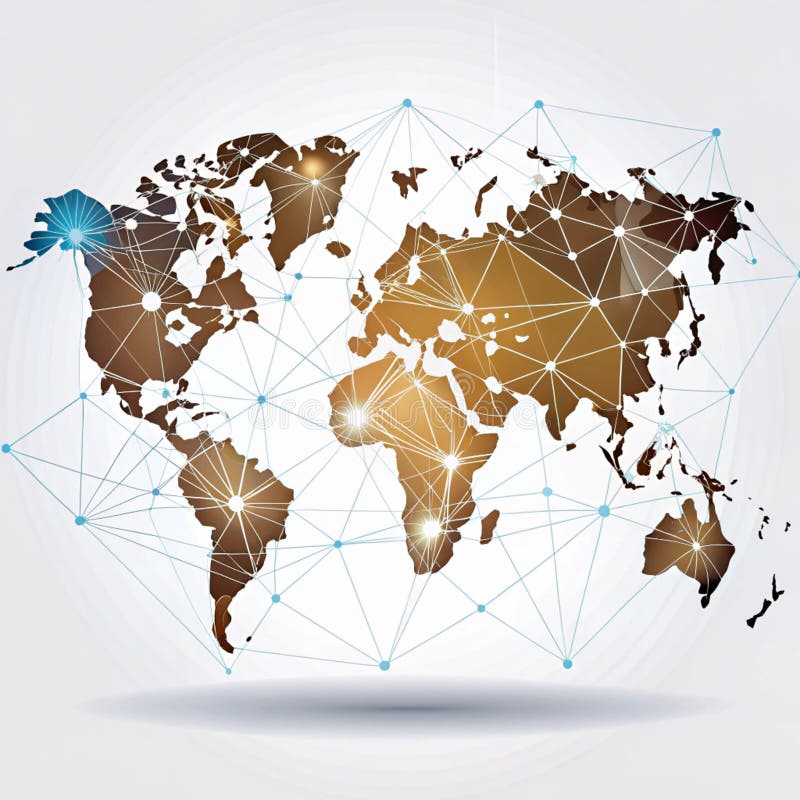 Abstract World Map stock illustration. Illustration of network - 367105792