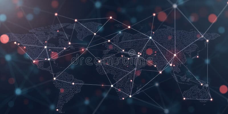 Abstract World Map with a Network Connection Stock Illustration ...