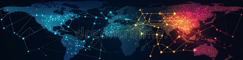 Abstract World Map with Network Connections, Global Communication ...
