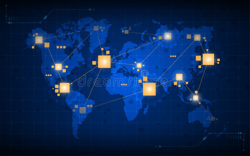 Abstract World Map Networking Connection Digital Tech Concept ...