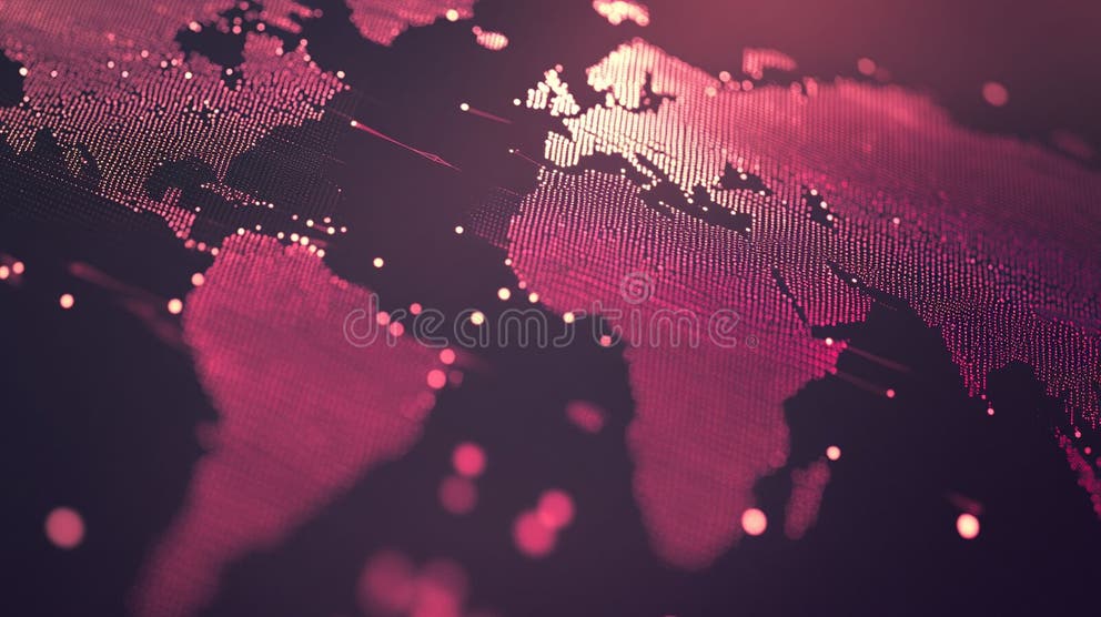 Abstract World Map Pattern Created from Dots and Lines with Subtle Glow ...
