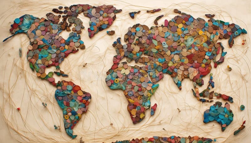 Abstract World Map Pattern on Old Wood Table, Symbolizing Global Travel ...