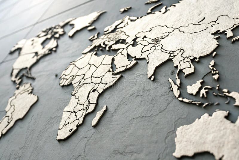 Abstract World Map Relief on Gray Background Stock Illustration ...