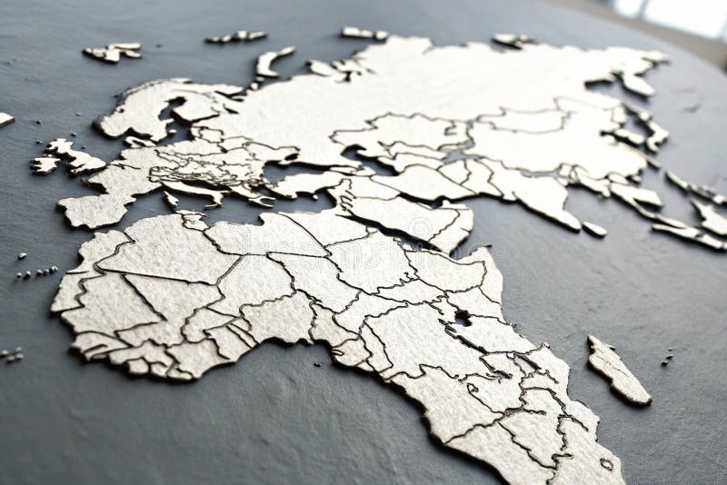 Abstract World Map Relief on Gray Background Stock Illustration ...