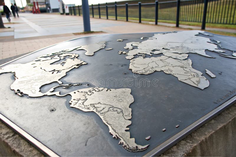 Abstract World Map Relief or Shape on Metal Plate Stock Illustration ...