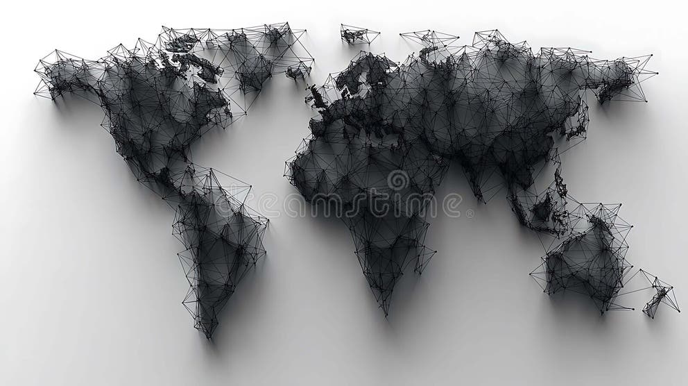 Abstract World Map Rendered in a Minimalist, Connecteddots Style. a ...