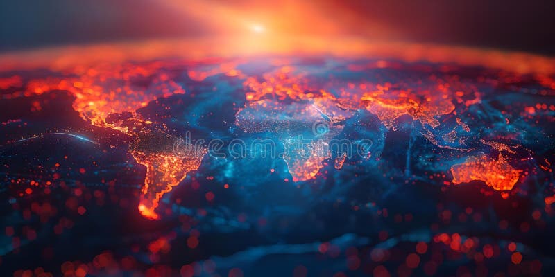 Abstract World Map Representing Global Network Connectivity and Data ...