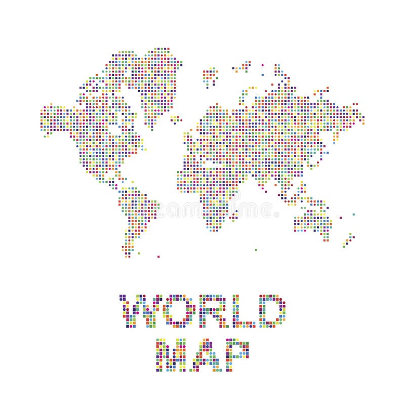 Abstract World Map in a Round and Square Dots. Flat Illustration EPS 10 ...