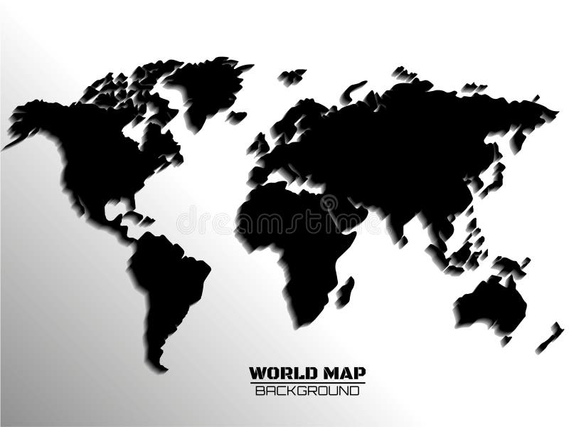 Abstract World Map with Shadow. Map of Paper Stock Vector ...