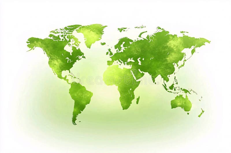 The Abstract World Map Shines in Green, Symbolizing Net-zero Carbon ...