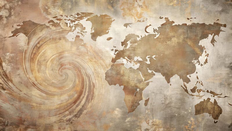 Abstract World Map with Swirling Design in Earthy Tones. Generative AI ...