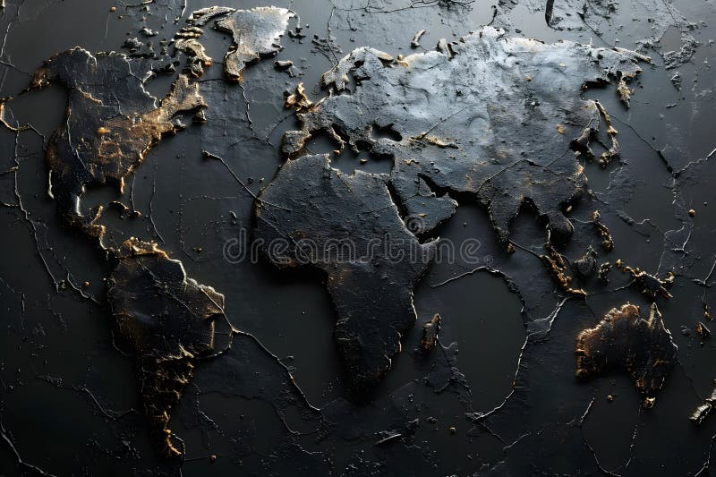 Abstract World Map with Textured Surface for Global Art Decor and ...