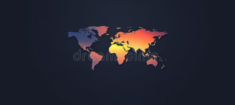 Abstract World Map with Vibrant Color Gradient on Dark Blue Background ...