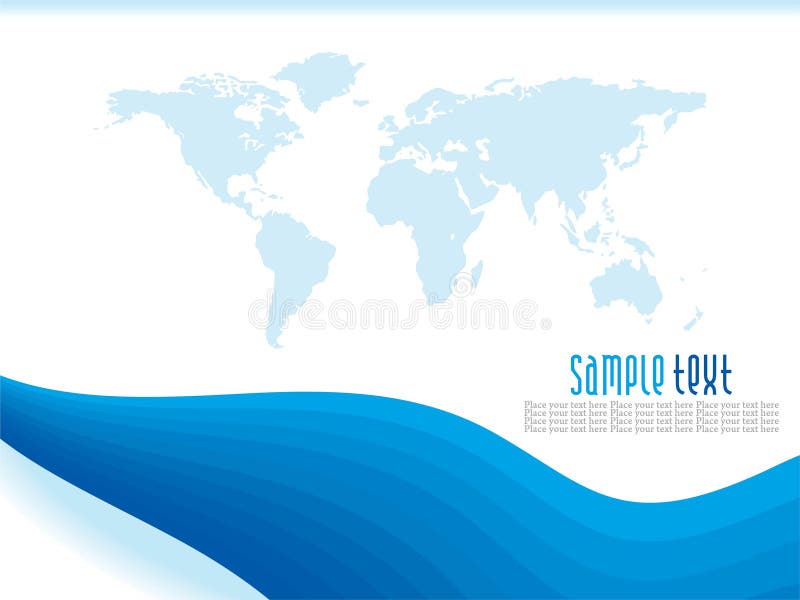 Abstract World Map with Waves Stock Vector - Illustration of ocean ...