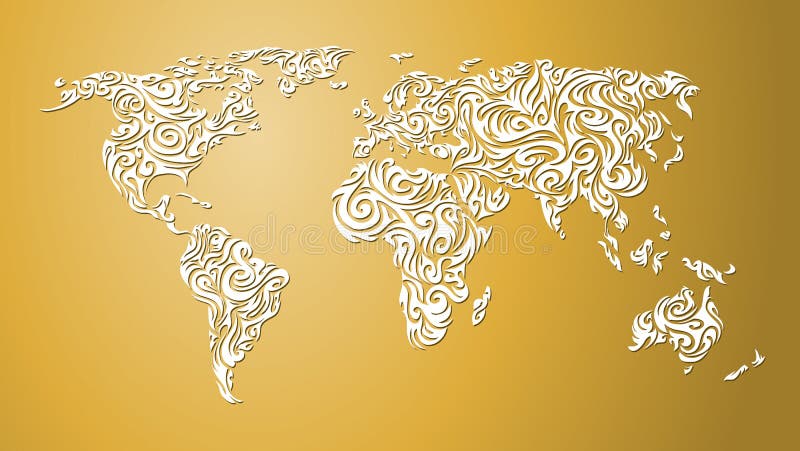 Abstract world map, yellow stock illustration. Illustration of europe ...