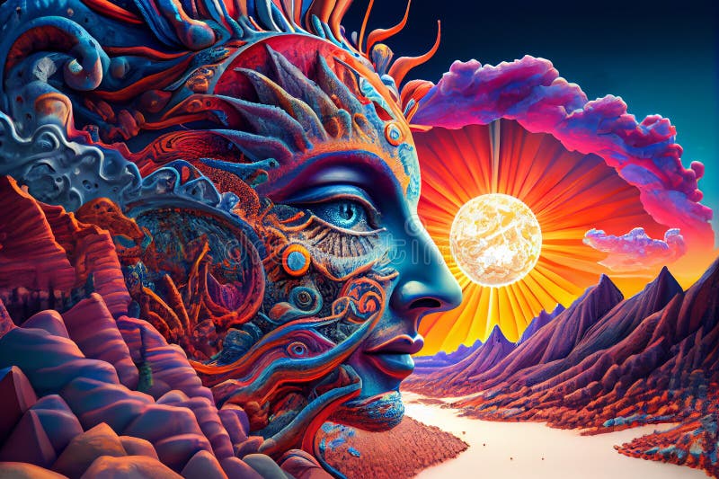 Abstract World of Psychedelics, Lsd Dmt Trip Illustration Generative AI ...