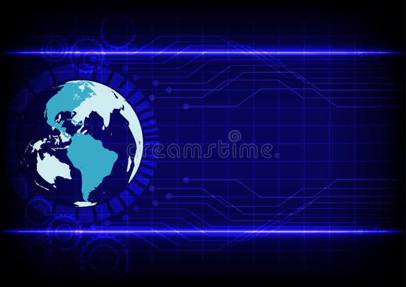 Abstract World Technology Electronic Line Blue Color Background Stock ...