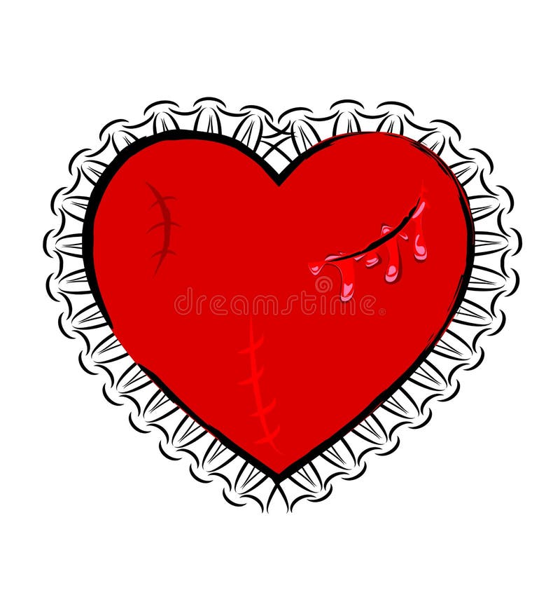 Abstract wounded heart stock vector. Illustration of drawing - 48323612