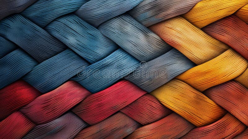 Abstract Woven Pattern with Blue, Yellow, and Red Colors. a Textured ...