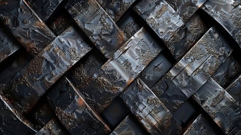 Abstract Woven Pattern of Dark Metal Strips with a Mottled Surface ...