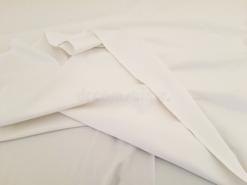 Abstract Wrinkled Fabric Background. White Tablecloth Texture with ...