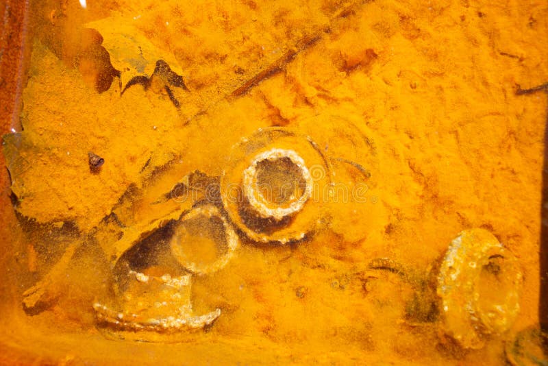 Abstract Yellow Background, Elements of Objects Under a Thick Layer of ...