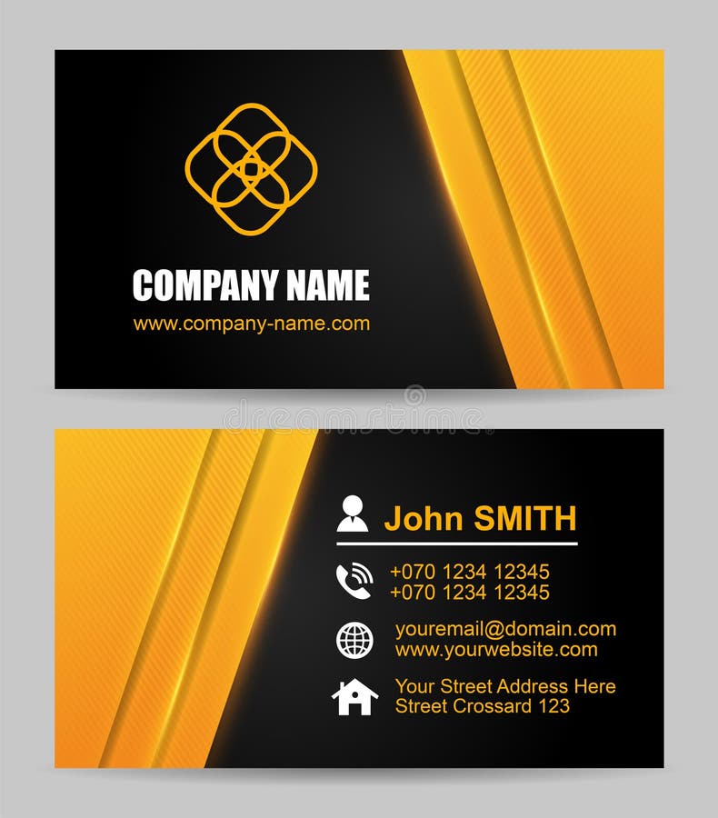 Abstract Yellow and Black Business Card Template Stock Vector ...